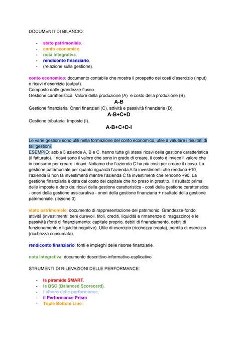 Formulario Economia Aziendale DOCUMENTI DI BILANCIO Stato