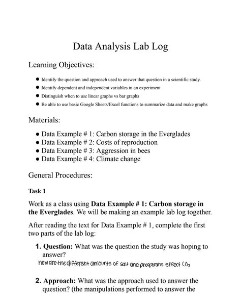 SOLUTION Data Analysis Lab Log Studypool