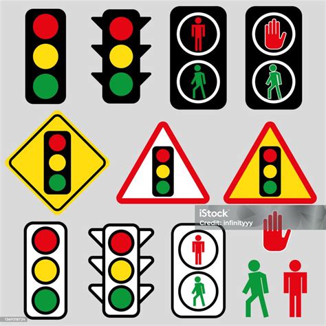 신호등 세트입니다 플랫 신호 아이콘 세마포어 디자인 벡터 교통신호등에 대한 스톡 벡터 아트 및 기타 이미지 교통신호등 플랫 디자인 벡터 Istock