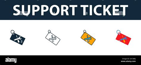 Support Ticket Icon Set Four Simple Symbols In Diferent Styles From