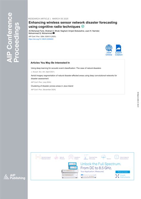 Pdf Enhancing Wireless Sensor Network Disaster Forecasting Using Cognitive Radio Techniques