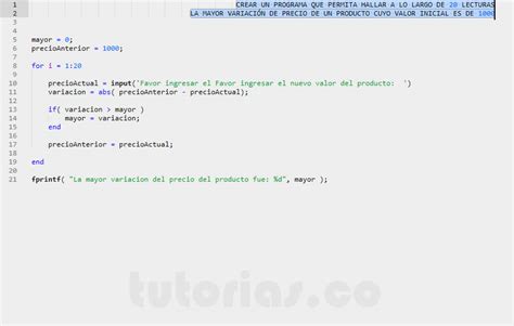Ciclo For Matlab Mayor Variacion De Precio Tutorias Co