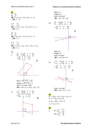 The Determinant Of A Matrix Worked Solutions Teaching Resources