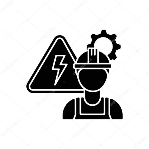 Ingeniero eléctrico icono de glifo negro Profesional técnico para el