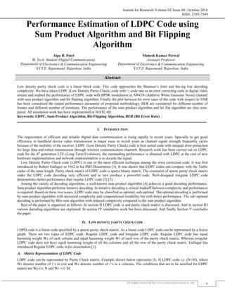 PERFORMANCE ESTIMATION OF LDPC CODE SUING SUM PRODUCT ALGORITHM AND BIT