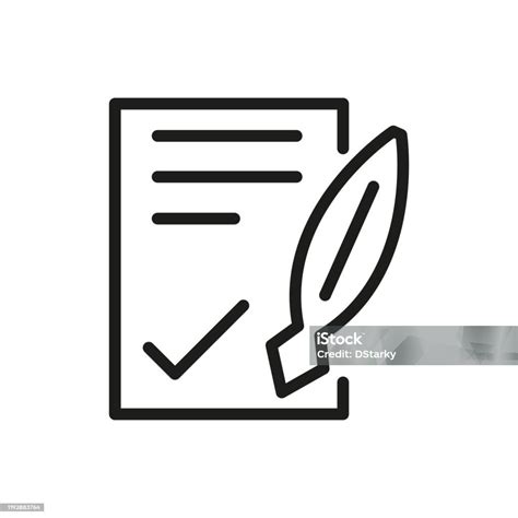 간단한 계약 라인 아이콘입니다 계약서에 대한 스톡 벡터 아트 및 기타 이미지 계약서 계획 날씬한 Istock