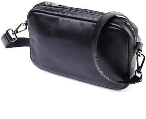 Сумка крос боді через плече жіноча з натуральної шкіри маленька Shvigel Чорний 36493