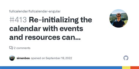 Re Initializing The Calendar With Events And Resources Can Cause