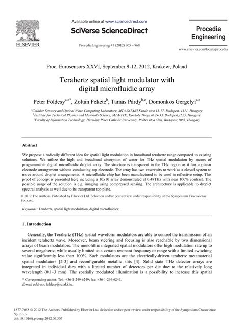 Pdf Terahertz Spatial Light Modulator With Digital Microfluidic Array