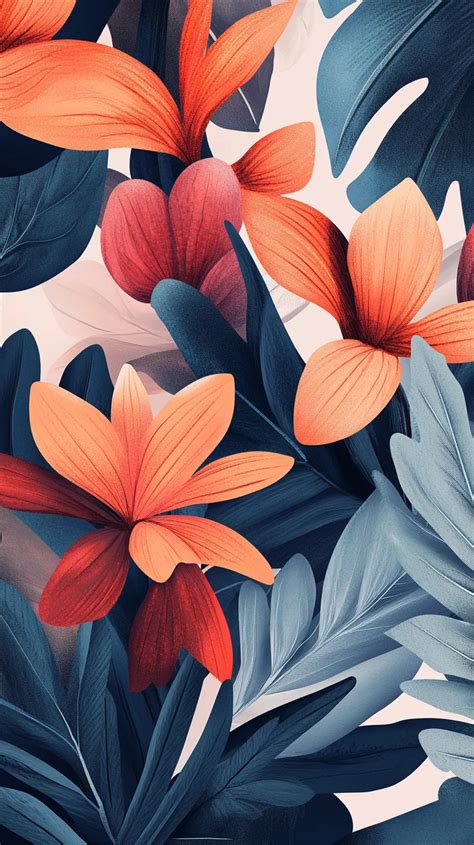 アートのように描かれた花々おしゃれ花壁紙｜イラスト・フリー素材なら「シンテリ」