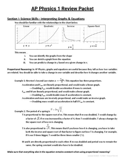 AP Physics 1 Review Packet Part1 AP Physics 1 Review Packet Section I Science Skills Studocu