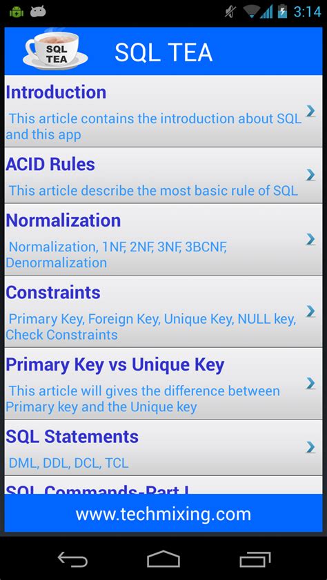 SQLTea New SQL Tutorial App In Google Play Store Technology With