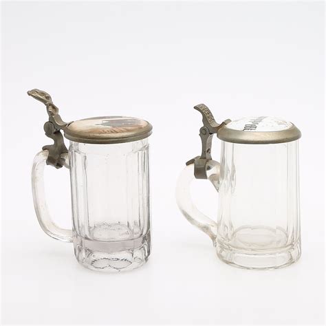 19th Century German Glass Beer Steins Set Of 2 For Sale At Pamono