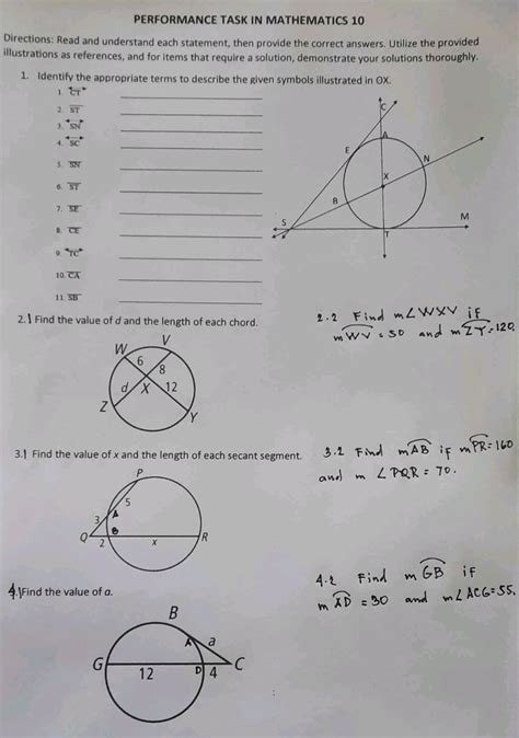 PERFORMANCE TASK IN MATHEMATICS 10 Directions StudyX