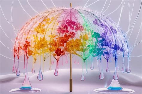 A Rainbow Colored Umbrella With The Rainbow Colors On It Premium Ai