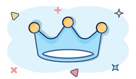 벡터 만화 스타일에서 만화 크라운 Diadem 아이콘입니다 로열티 크라운 일러스트 그림 킹 공주 로열티 비즈니스 스플래시 효과