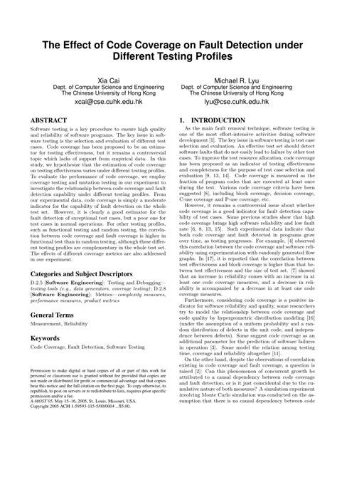 Pdf The Effect Of Code Coverage On Fault Detection Under Different