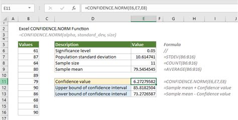 Excel CONFIDENCE NORM 函数