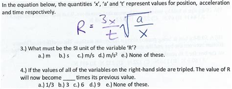 Solved In The Equation Below The Quantities X A And Chegg