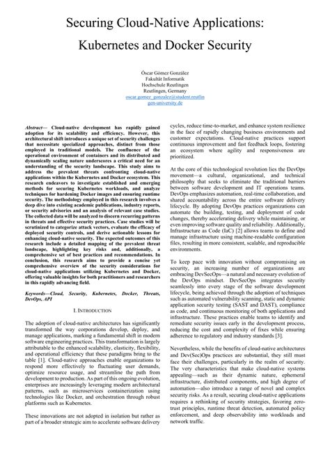 Pdf Securing Cloud Native Applications Kubernetes And Docker Security