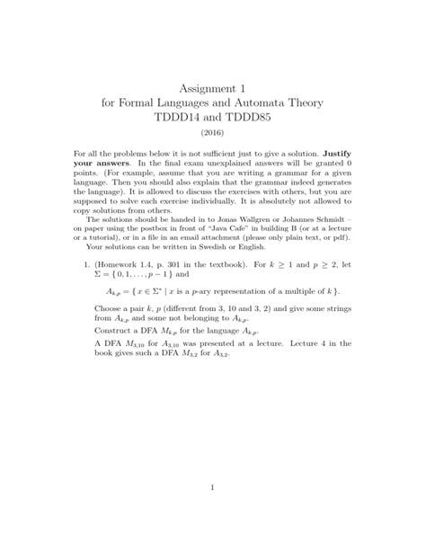Formal Languages And Automata Theory Assignment