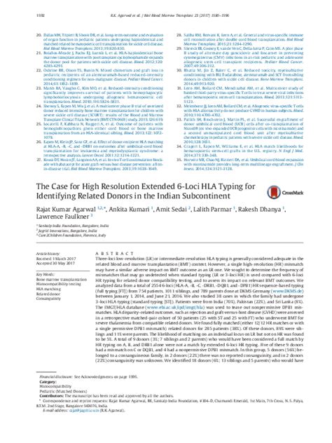 Pdf The Case For High Resolution Extended 6 Loci Hla Typing For Identifying Related Donors In