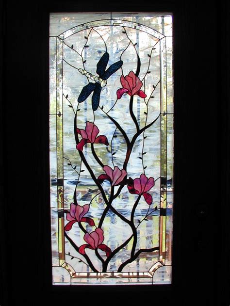 Custom Stained Glass Window With Floral Design And Various Colors Of