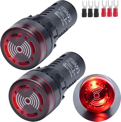 22mm Piezo Buzzer Red Indicator Light Lamp 12v Dc Ac Led 7 8in With Intermittent