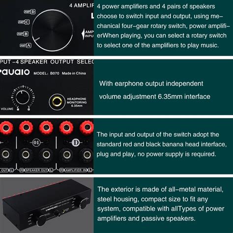B070 4 Input 4 Ooutput Power Amplifier Speaker Selector Switcher Speaker Comparator