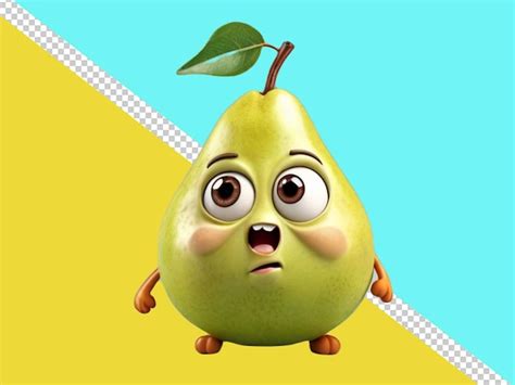 Psd D un Personnage De Dessin Animé 3d D un Fruit De Poire PSD Premium