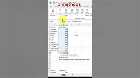 Excel Sum Formulas Computer Basic Shortsfeed Facts Youtube