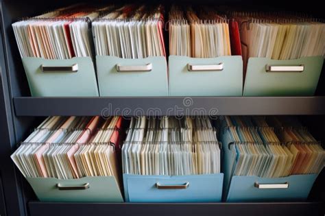A Filing System With Clearly Labeled Files Dividers And Folders Stock