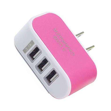 Joyfeel Pink Usb Power Adapter Charger Universal Candy Color 3 Usb