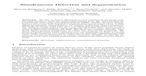 Simultaneous Detection And Segmentationsimultaneous Detection And