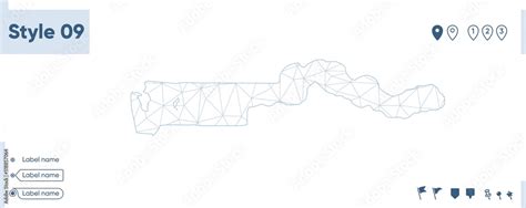 Gambia White Low Poly Map Polygonal Map Outline Map Vector