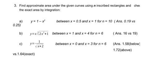 Solved Find Approximate Area Under The Given Curves Using Chegg