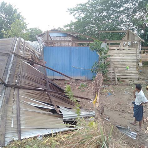 မင်းလှ၌ အချိန်အခါမဟုတ်မိုးရွာသွန်း၍ လေပြင်းတိုက်ခတ်မှုကြောင့် နေအိမ် ၁