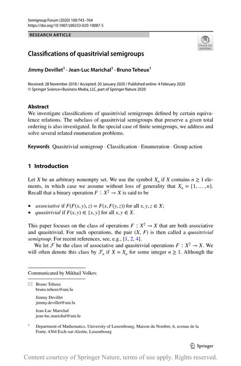 Classifications Of Quasitrivial Semigroups Request Pdf
