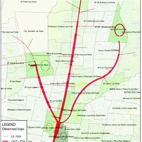 Spatial Distribution Of Observed Trips Darker Shades Of Green Download Scientific Diagram