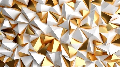 Extruded Triangular Surface Abstract Background Of White And Gold