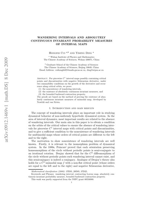 pdf wandering intervals and absolutely continuous invariant