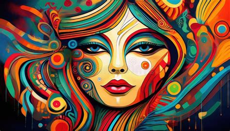Abstract Art Portrait With Vibrant Shapes A Dynamic Exploration Of Color And Form In Modern