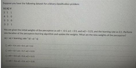 Solved Suppose You Have The Following Dataset For A Binary Chegg