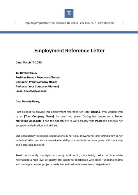 Employment Reference Letter Template Ukraine