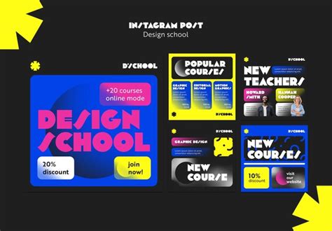 Free Psd Graphic Design School And Classes Instagram Posts Collection