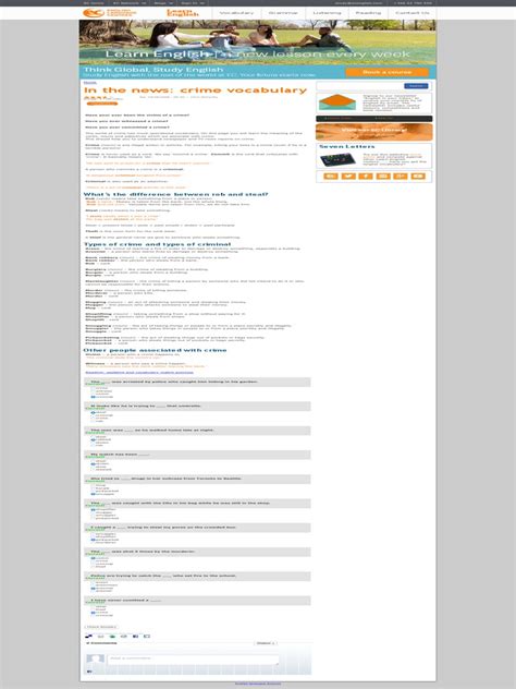 In The News Crime Vocabulary Learnenglishlanewlessoneveryweek Pdf