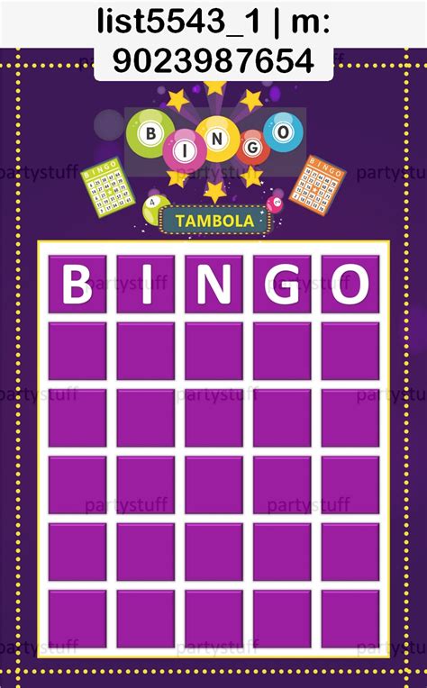 Bingo Cards Tambola Housie Generic Designs