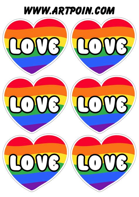 Coração Love Símbolo Lgbtqia Bandeira Arco íris Amor E Diversidade 6