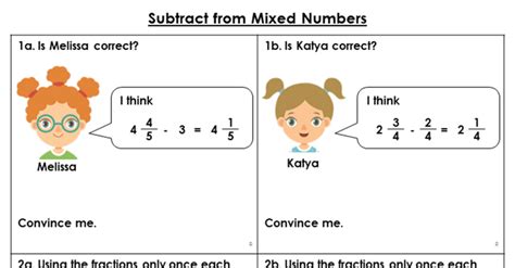 Subtract From Mixed Numbers Classroom Secrets