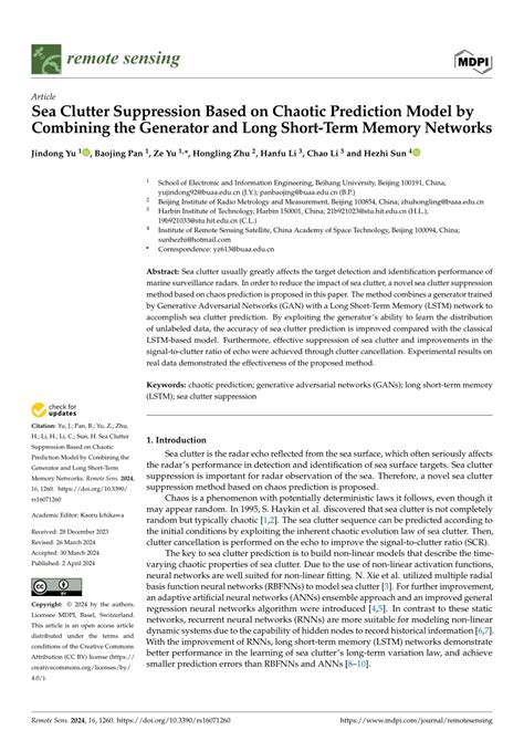 Pdf Sea Clutter Suppression Based On Chaotic Prediction Model By